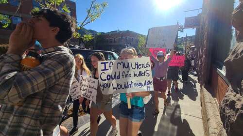 Protesters gather at Buckley Park for march supporting abortion rights ...
