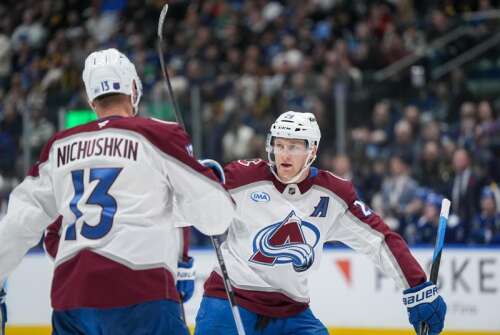 Brindley scores in OT, MacKinnon has 2 goals and 3 assists as Avalanche ...