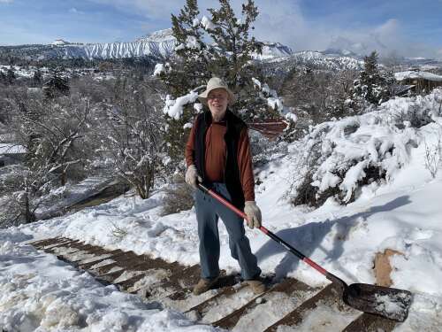 Shoveling snow and ice from Durango’s Sky Steps is one man’s way of ...